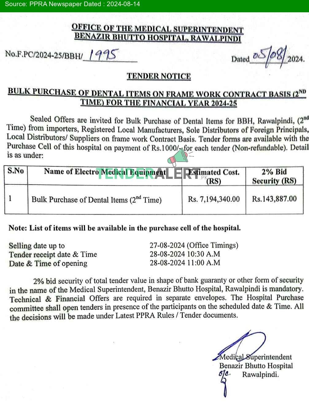 Benazir Bhutto Hospital Rawalpindi Tender Notice in PPRA Newspaper of ... Benazir Bhutto Hospital Rawalpindi Tender Notice in PPRA Newspaper of ...